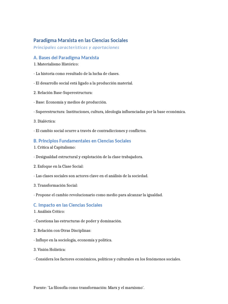 Paradigma Marxista en Ciencias Sociales | PDF