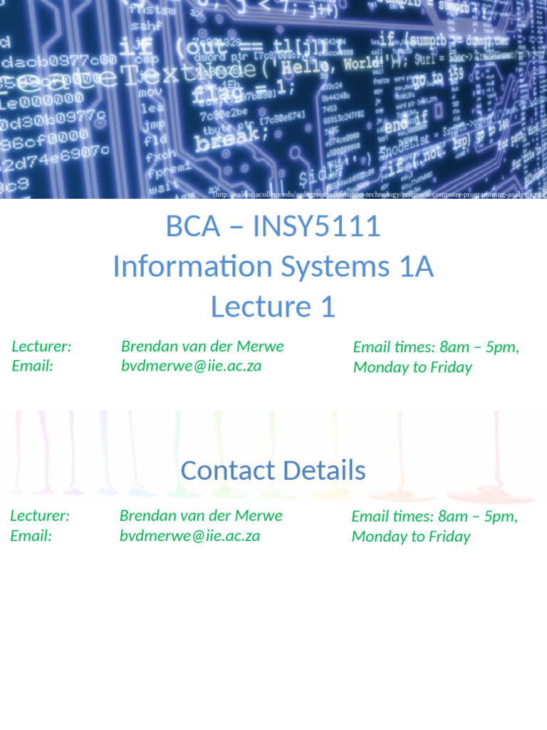 INSY5111 Lecture 01S 2025 | PDF | Computer Data Storage | Databases