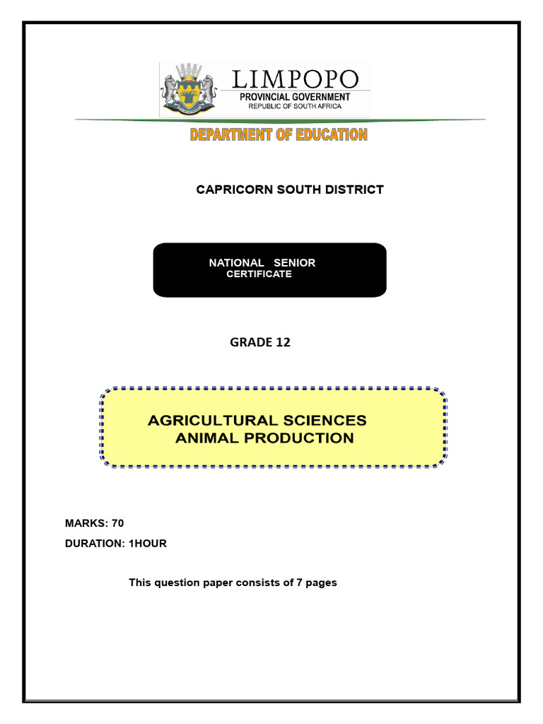 Animal Production Exam Questions 2025 | PDF | Agriculture | Sheep