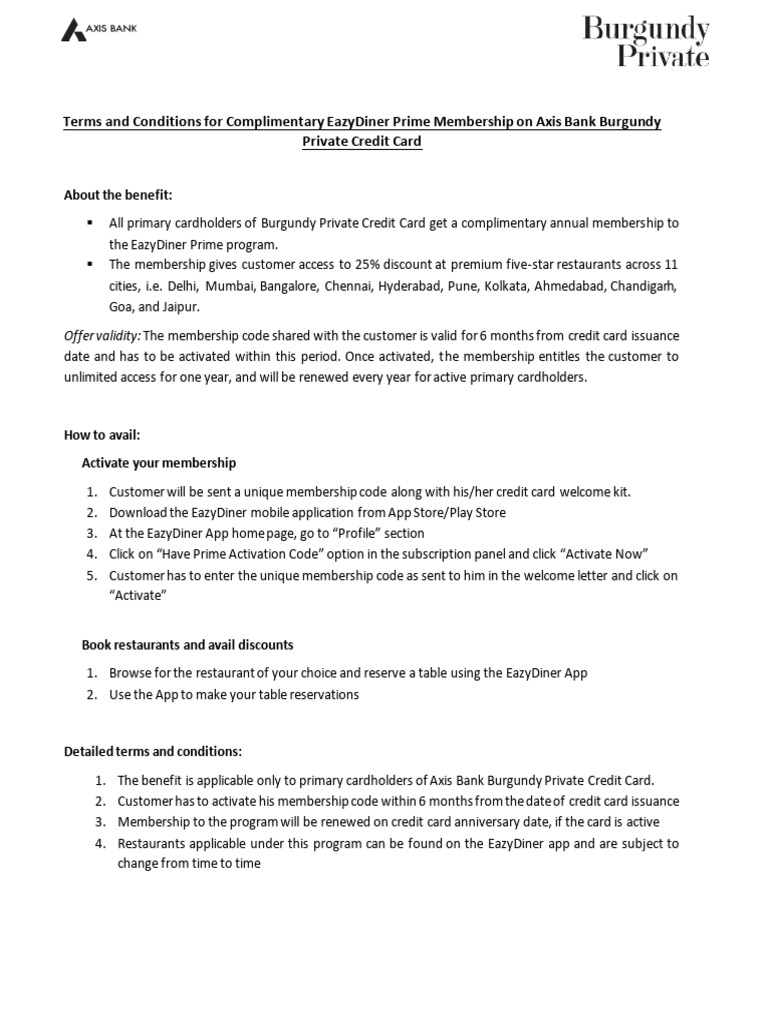 CR Le2 Eazydinerprime TNC | PDF | Credit Card | Private Law