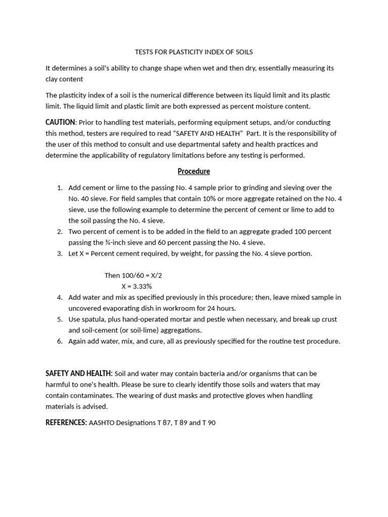 Tests For Plasticity Index of Soils | PDF