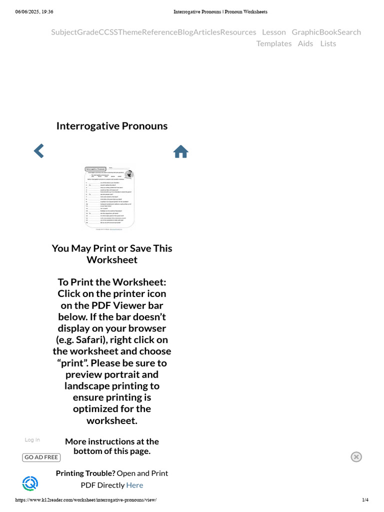 Interrogative Pronouns - Pronoun Worksheets | PDF | Computing | Software