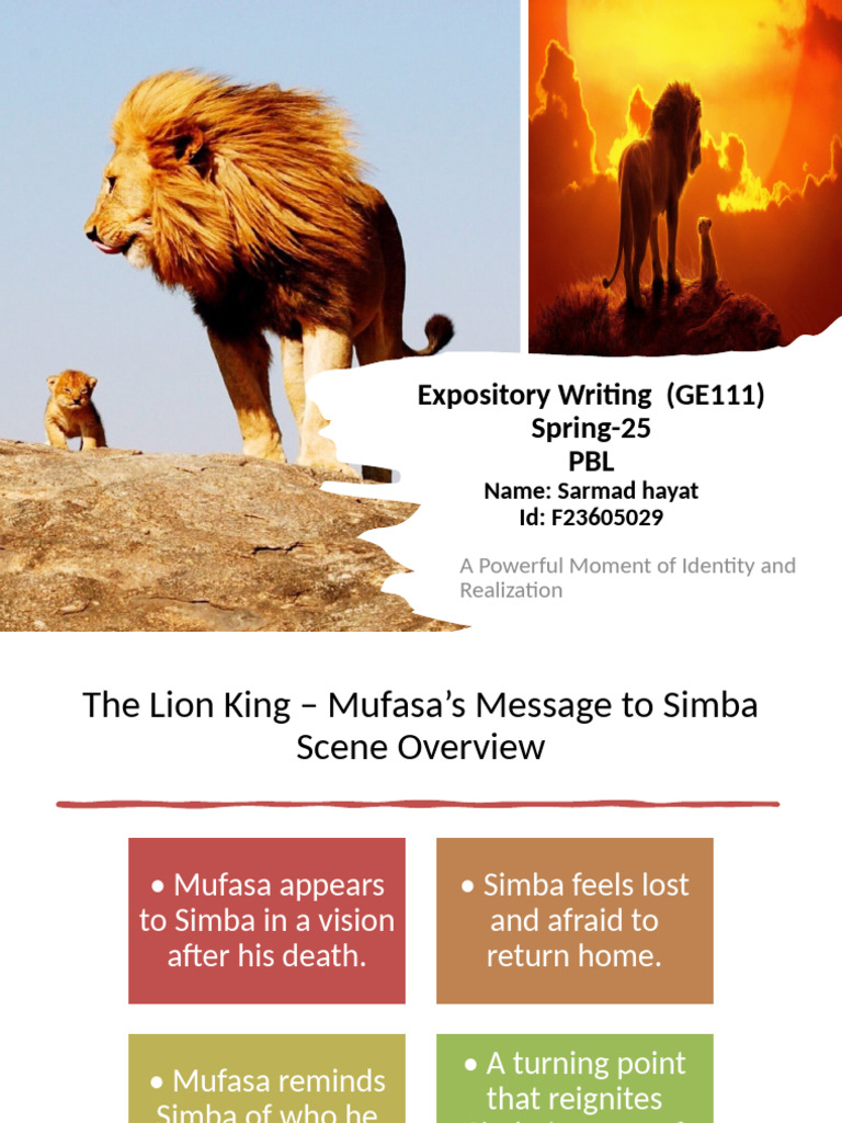 Mufasa Message To Simba Presentation | PDF
