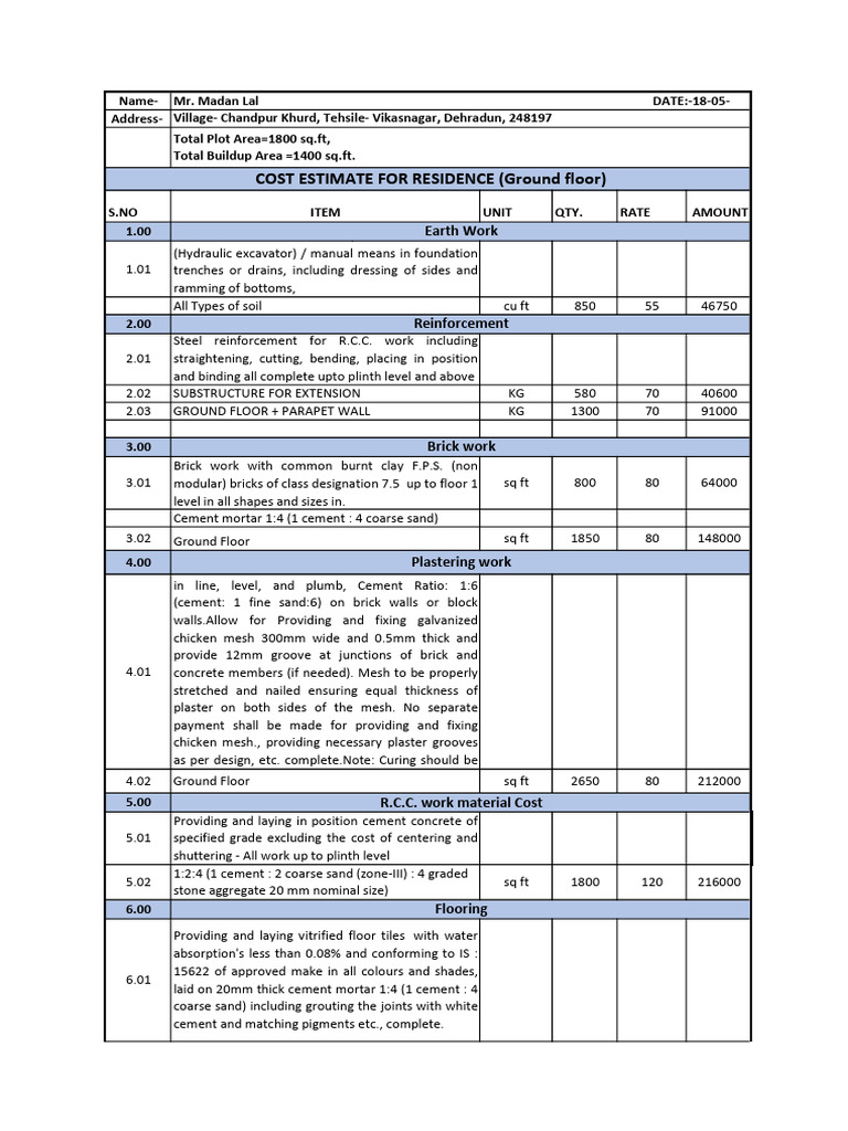 Estimation | PDF | Brick | Concrete