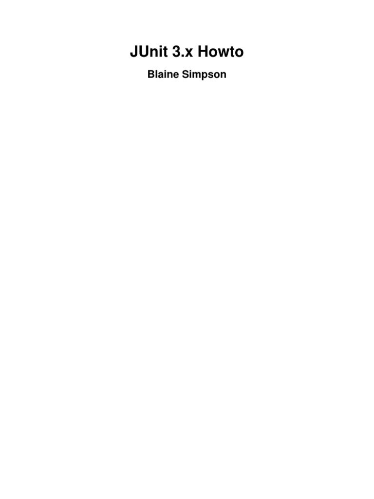 Junit 3x Howto Blaine Simpson Pdf Method Computer Programming Email Address 