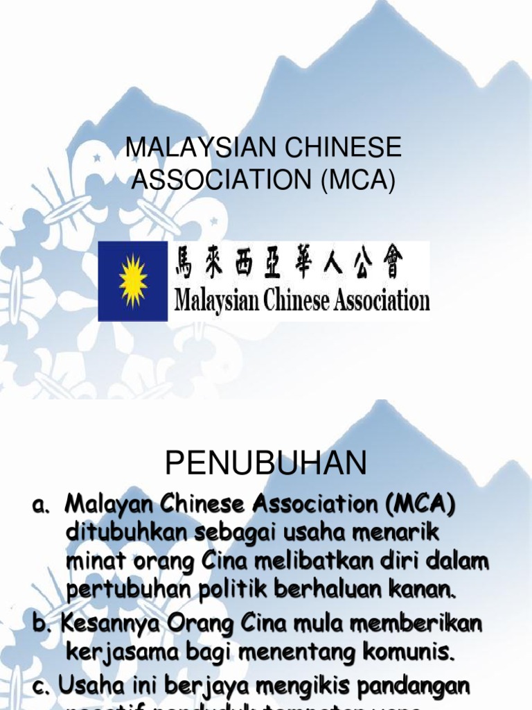 Perihal Malaysian Chinese Association (Mca) | PDF