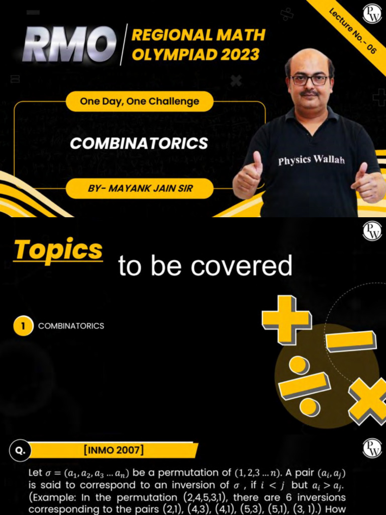 Combinatorics (RMO) 06 - Class Notes - (IOQM & RMO 2023) | PDF