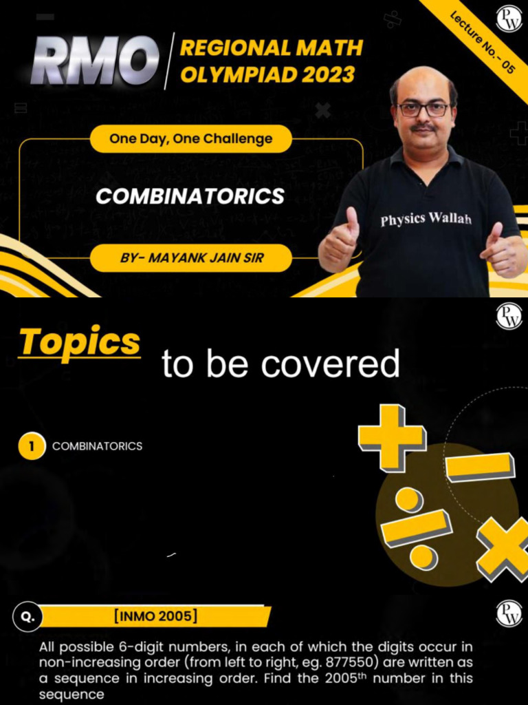Combinatorics (RMO) 05 - Class Notes - (IOQM & RMO 2023) | PDF