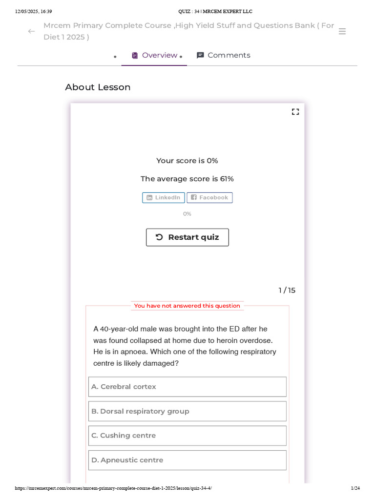 Quiz - 34 - Mrcem Expert LLC | PDF | Exhalation | Wound Healing