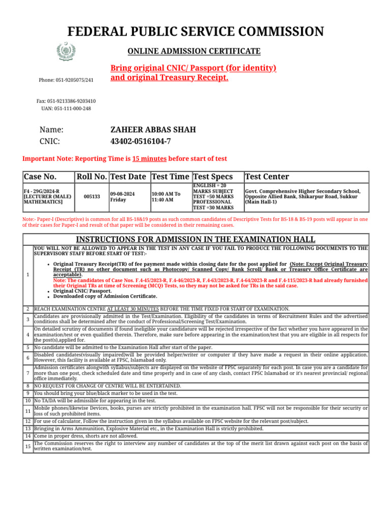 Online - Fpsc.gov - PK FPSC GR Reports GR Phase2 Ac 2024fn - PHP | PDF