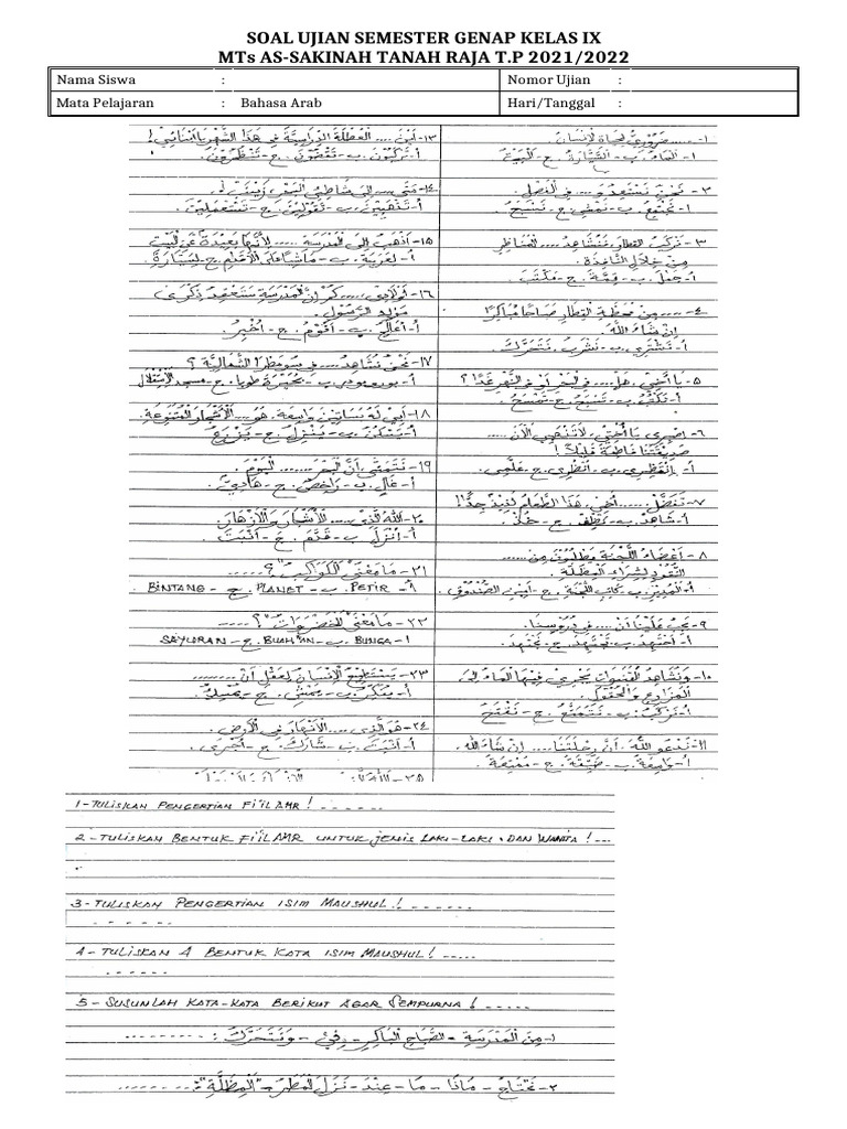 Soal Ujian Semester Genap Kelas 7 8 9 Tahun 2021 2022 | PDF