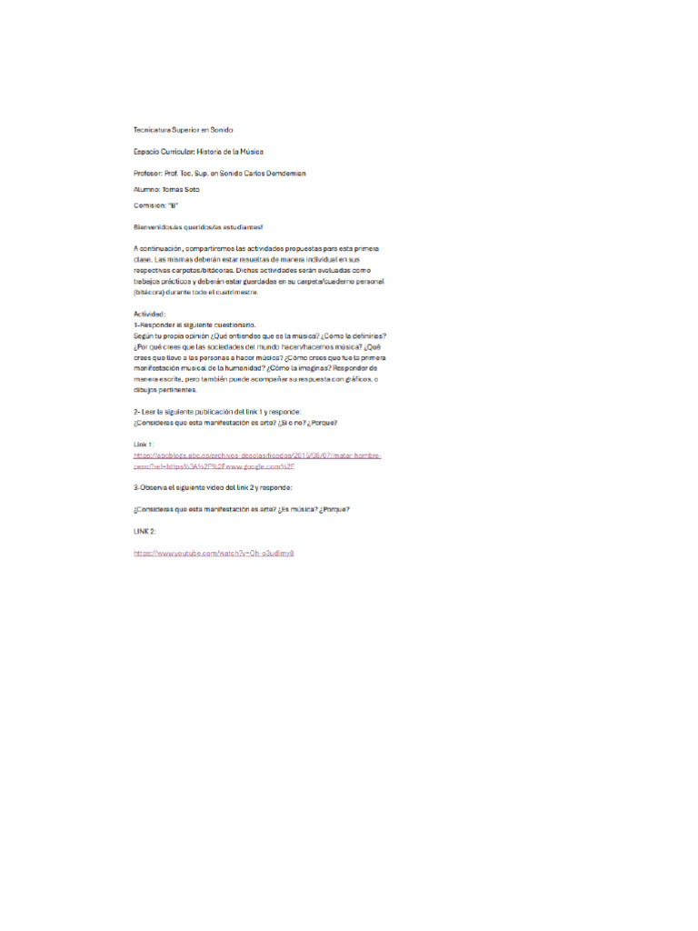 Bitacora y Trabajos Practicos 1-8 Tomas Soto Historia de La Musica | PDF | Renacimiento | Barroco