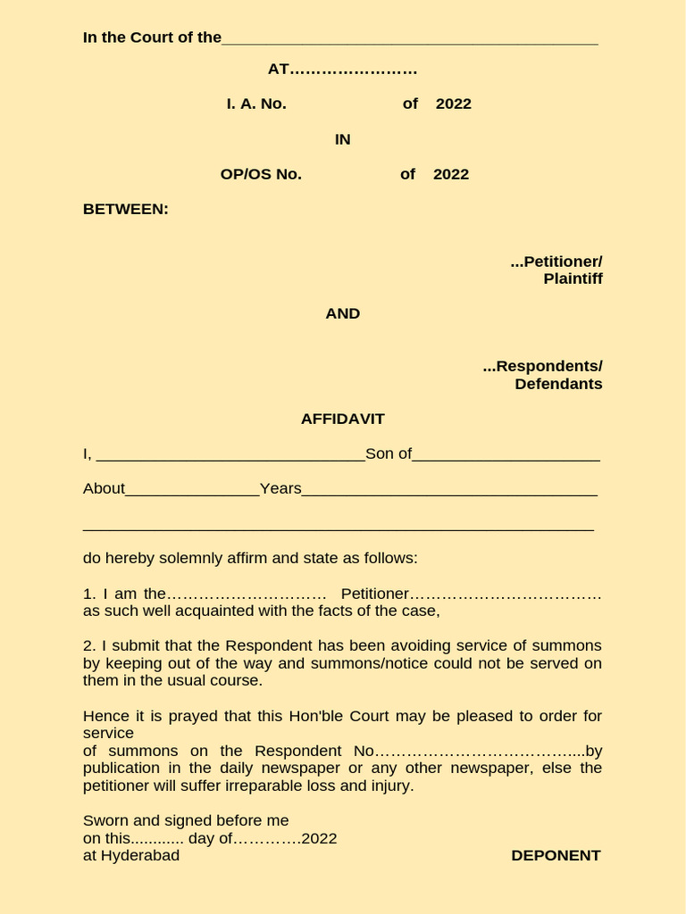 CPC Application for Service by Publication | PDF | Affidavit | Common Law
