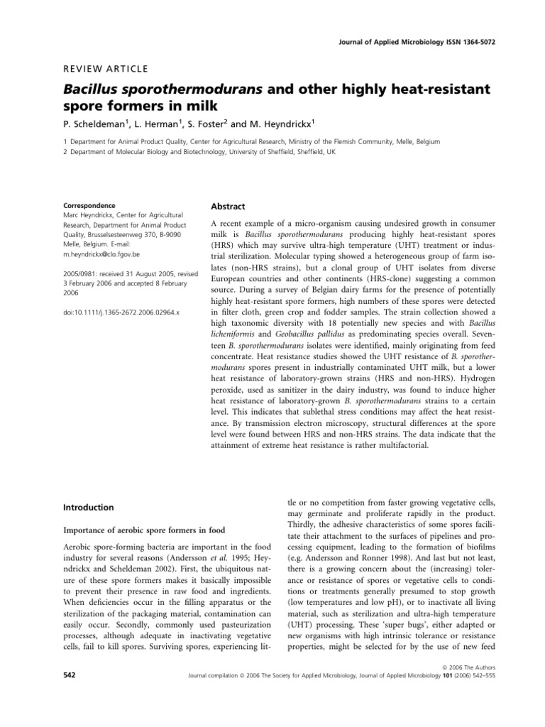 Heat-Resistant Spores in Milk: Bacillus Insights | PDF | Bacillus | Milk