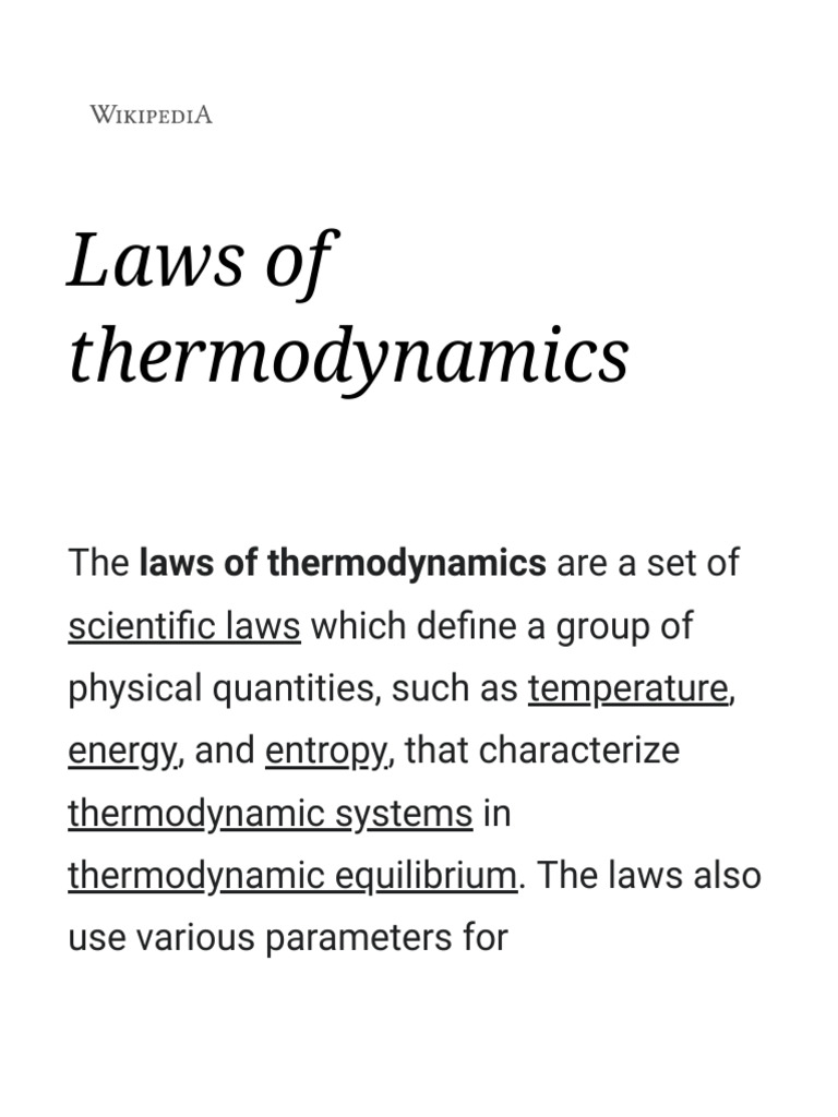 Laws of Thermodynamics Explained | PDF | Laws Of Thermodynamics | Entropy