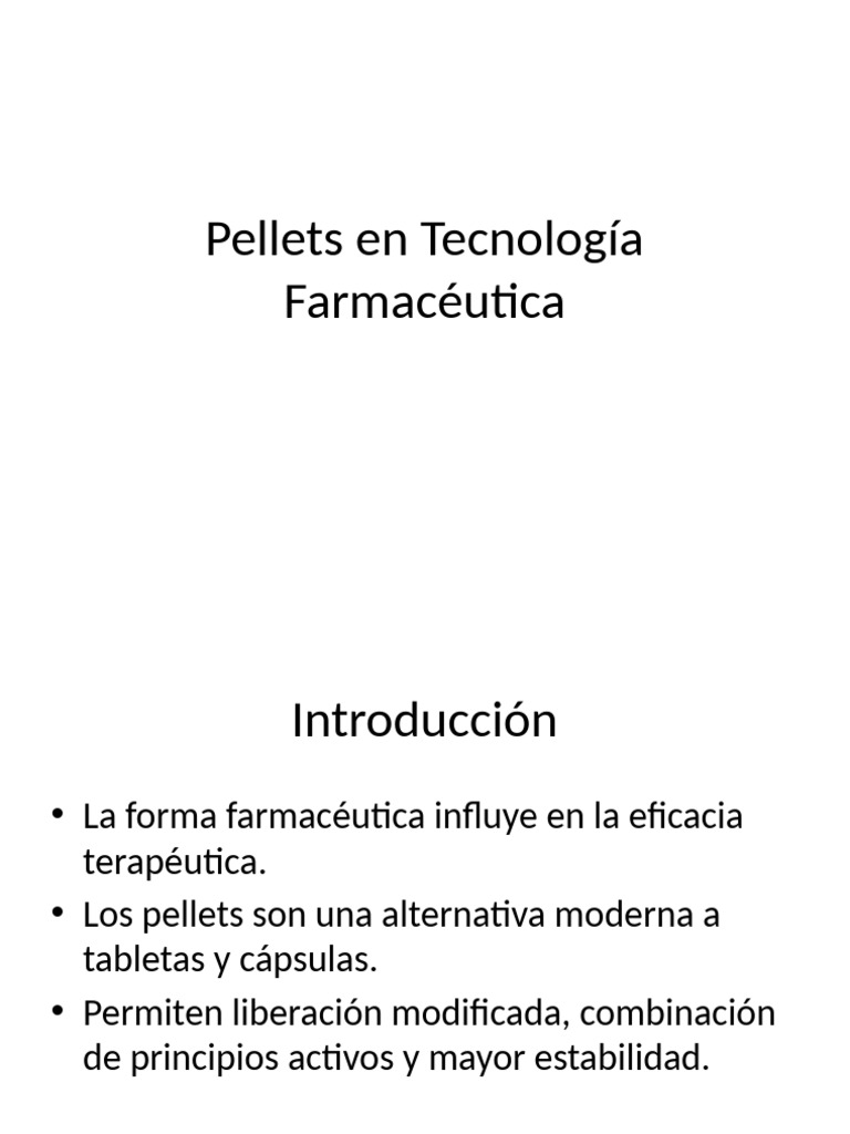 Pellets en Farmacia: Ventajas y Usos | PDF
