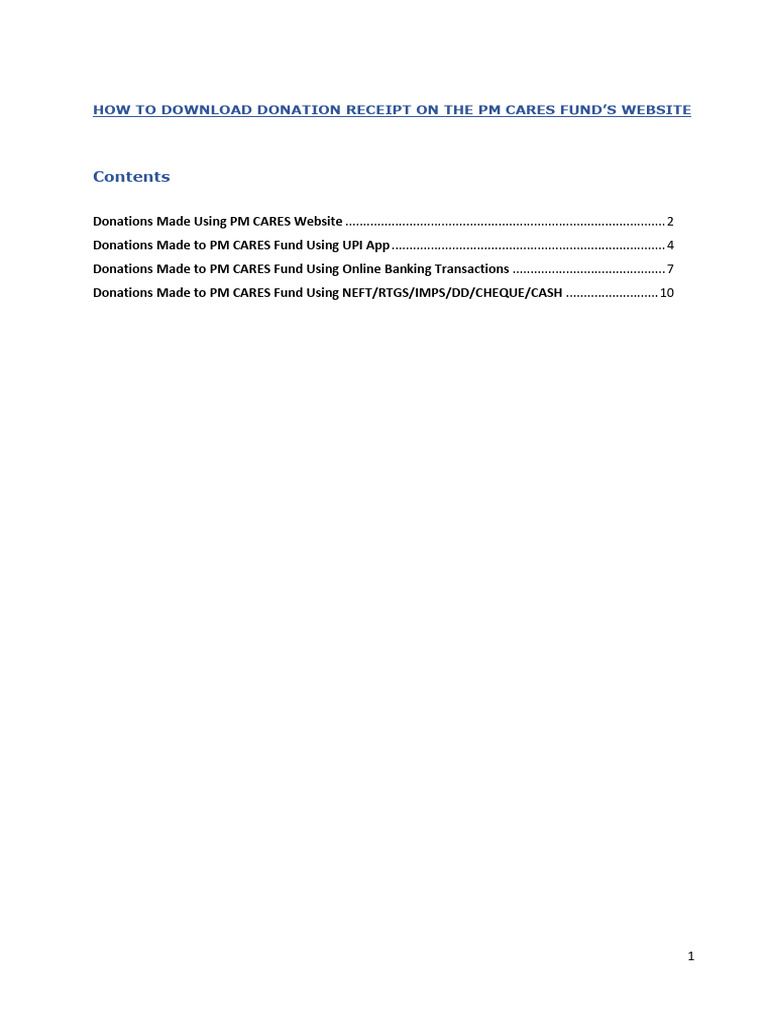 Download PM CARES Fund Receipt Guide | PDF | Receipt | Computing