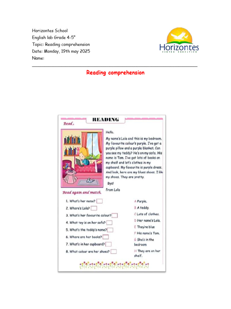 Reading Comprehension 4-5° | PDF