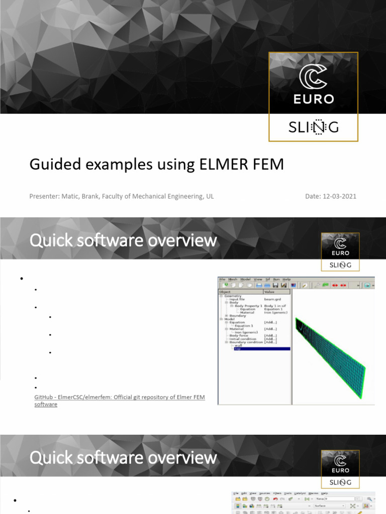 Guided Examples Using Elmerfem | PDF | Linear Elasticity | Young's Modulus