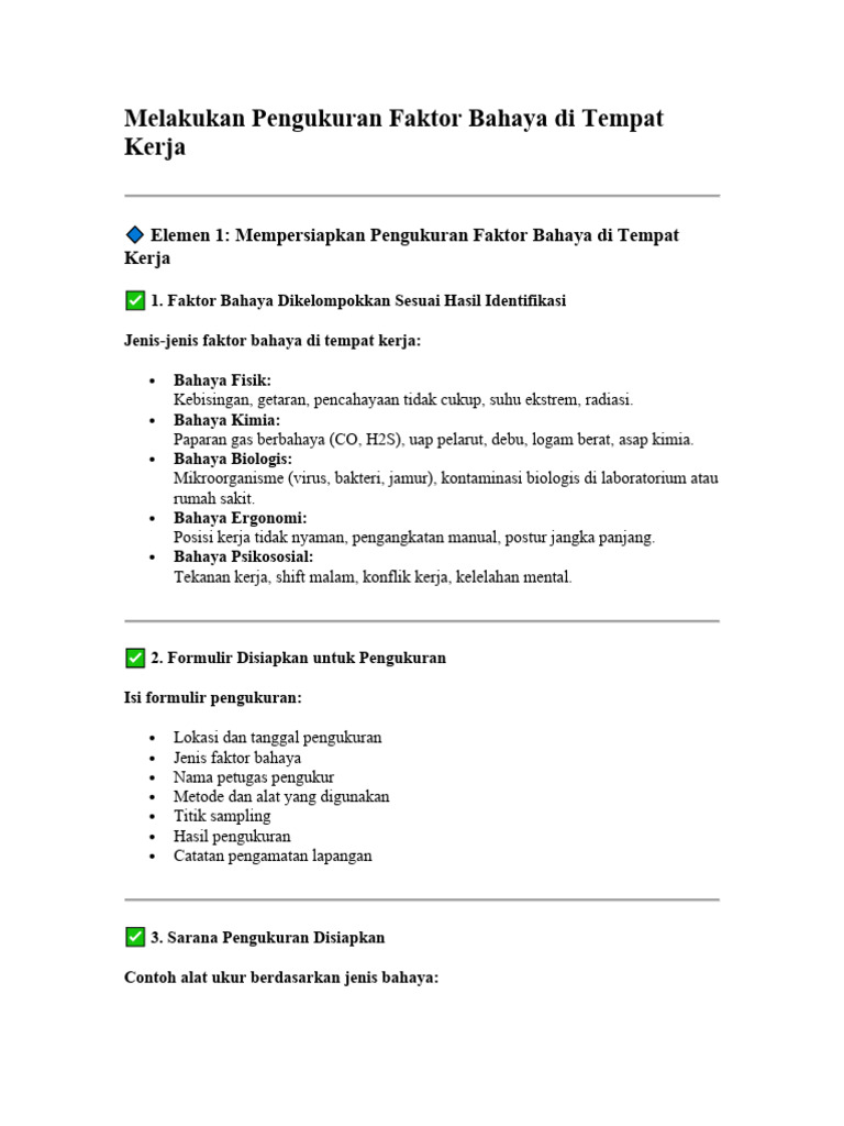 Materi - Asesmen - K3 - Pengukuran Faktor Bahaya Di Tempat Kerja | PDF