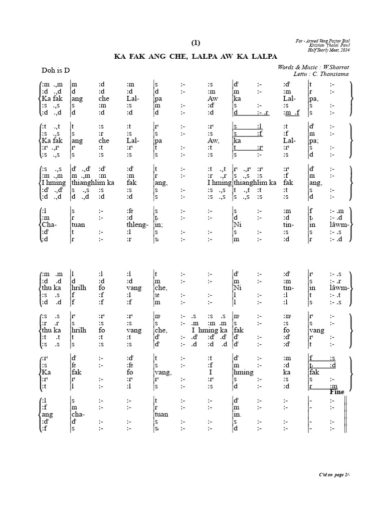 Ka Fak Ang Che, Lalpa Aw Ka Lalpa | PDF