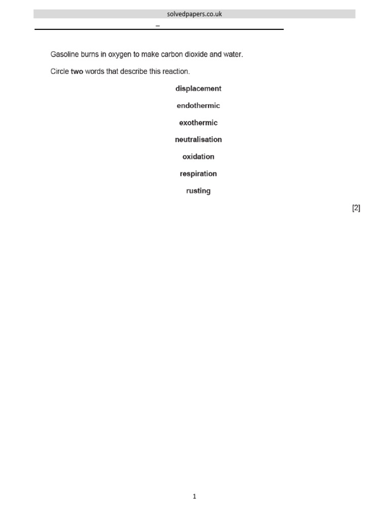 2022 17 Chemical Reactions Word Equations Checkpoint Sec 1 Chemistry | PDF