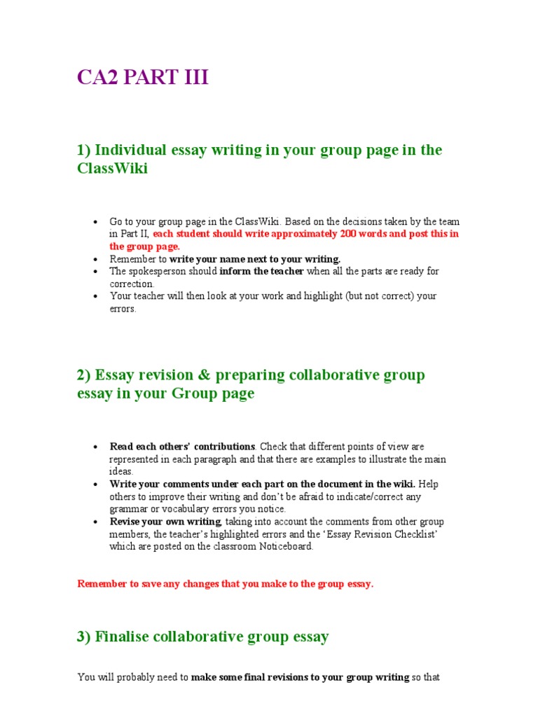 Collaborative Essay Writing Guide | PDF
