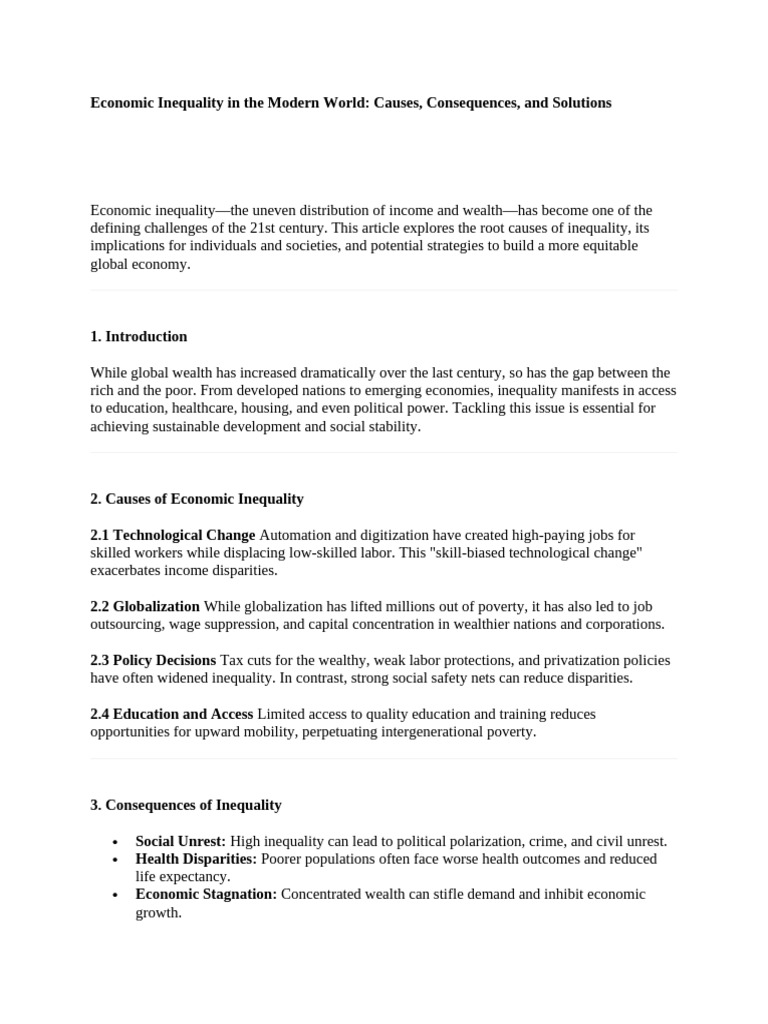 Addressing Economic Inequality Today | PDF | Economic Inequality ...