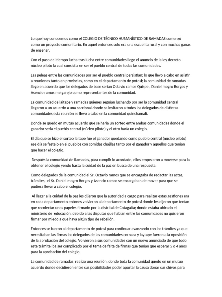 El Colegio de Técnico Humanístico de Ramadas Ubicado en La Comunidad de ...