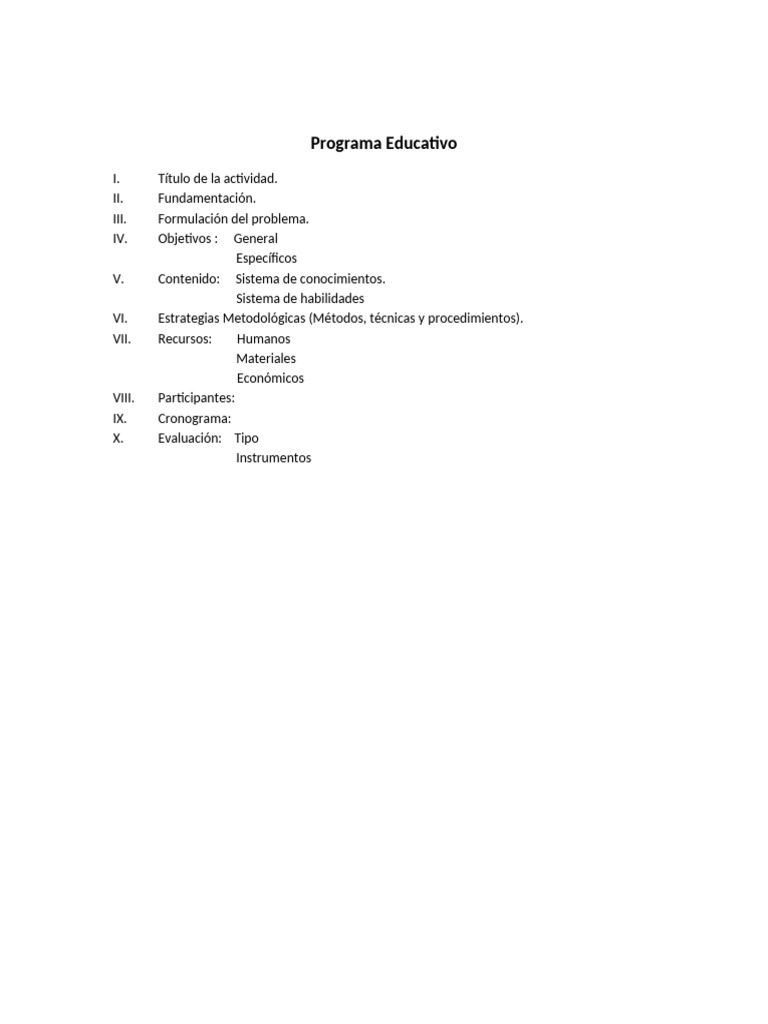 Programa Educativo: Estructura y Evaluación | PDF