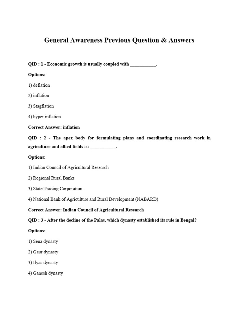 General Awareness Sample Paper 1 | PDF | Nepal