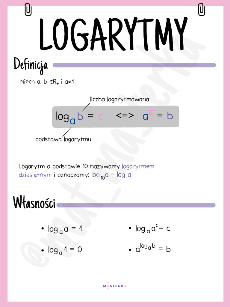 Notatka-Logarytmy 2 | PDF