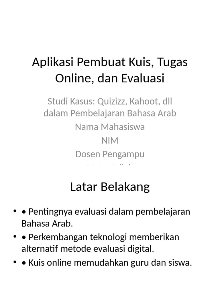 Pembelajaran Bahasa Arab TIK Kuis Online | PDF