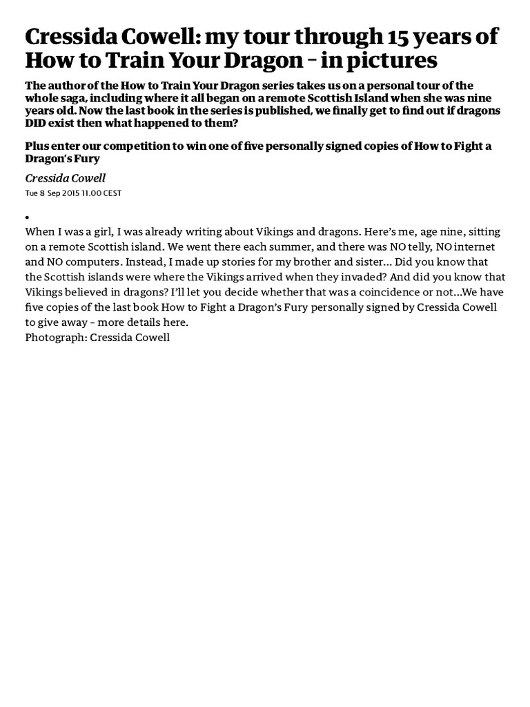 Cressida Cowell's 15-Year Dragon Journey | PDF