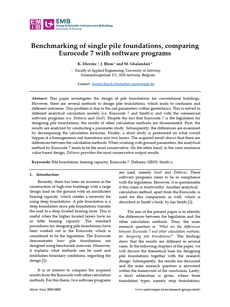 Benchmarking Single Pile Foundations Comparing Eurocode7 Software Programs | PDF | Deep Foundation