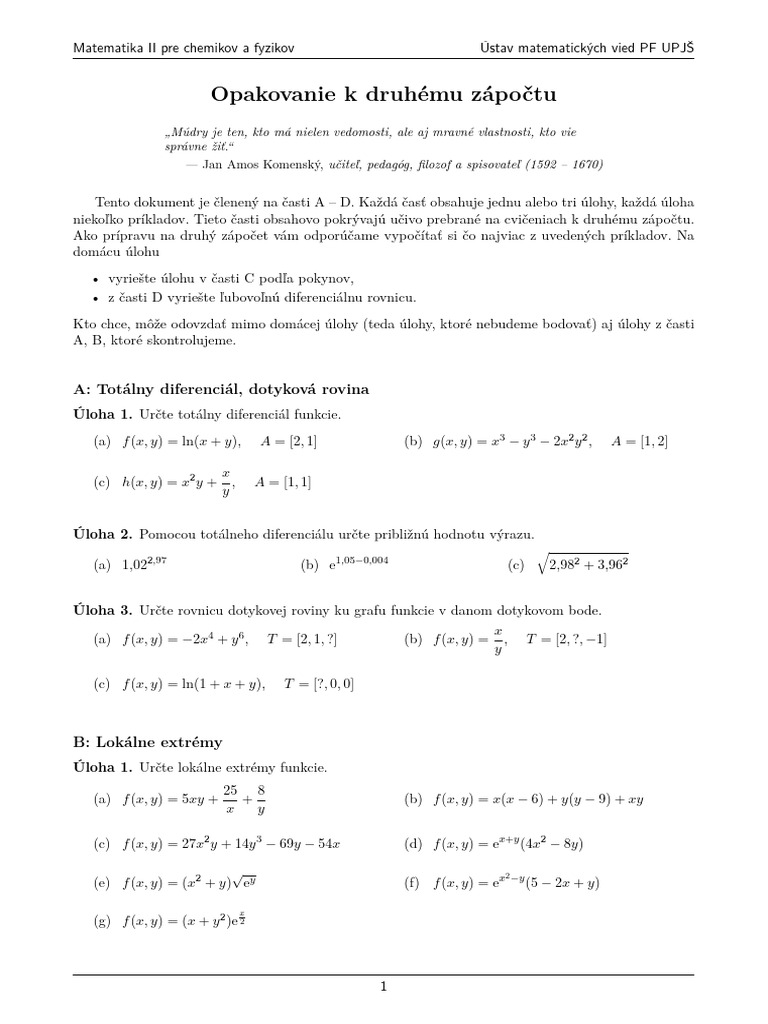 Opakovanie K Druhému Zápočtu | PDF