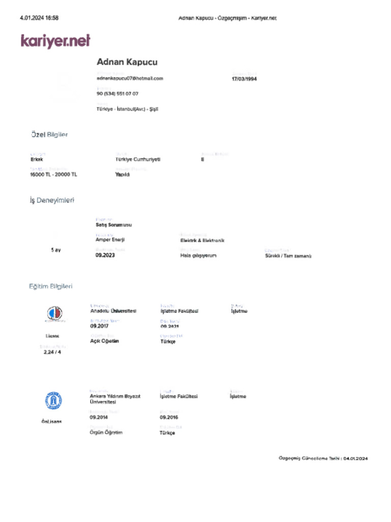 Adnan Kapucu - CV | PDF