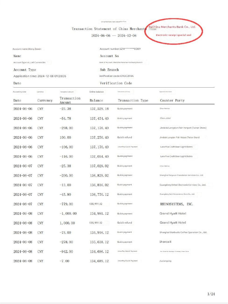 Bank Statement Translate | PDF