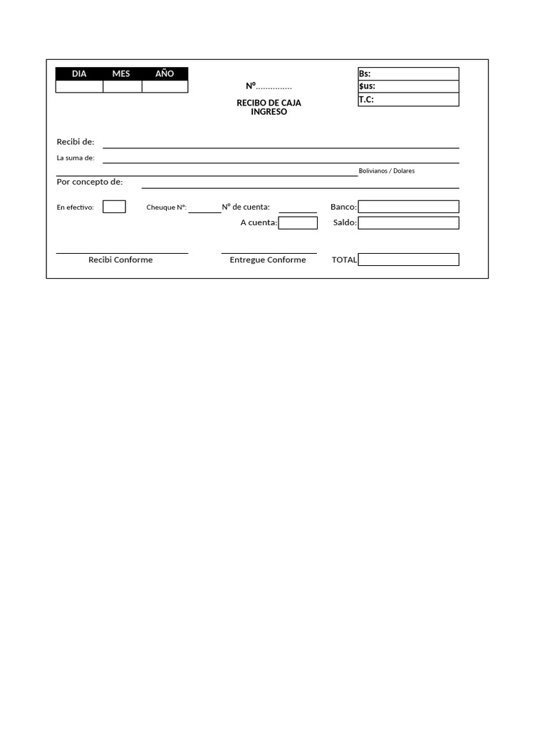 Recibo Caja Ingreso | PDF