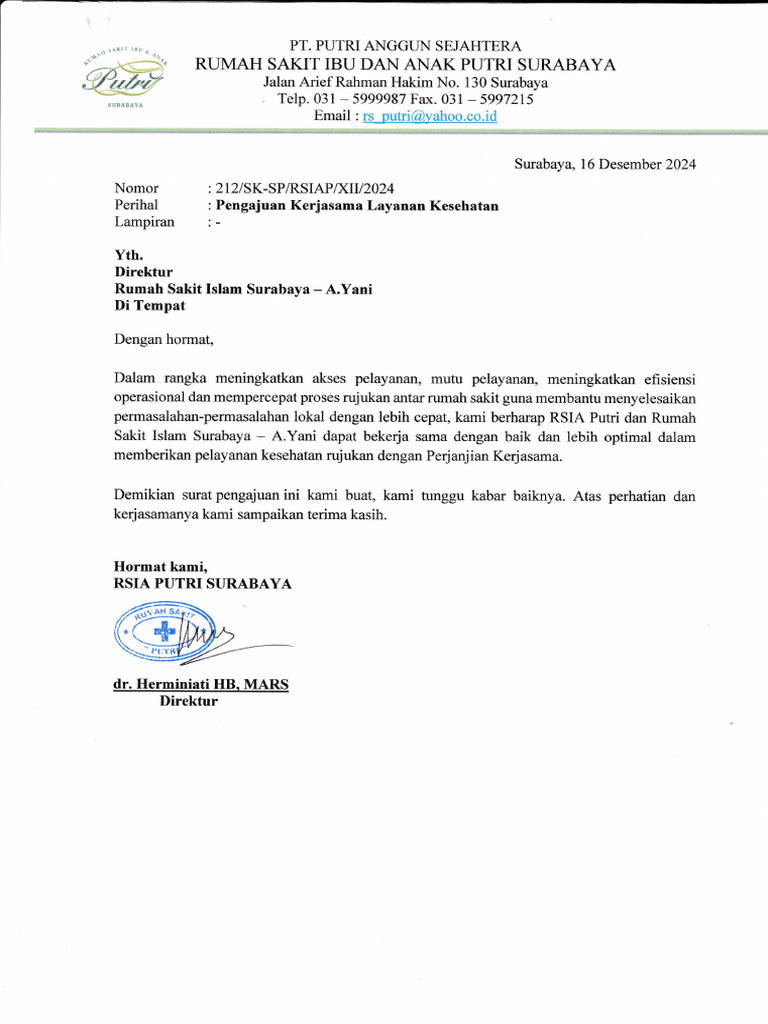 Surat Pengajuan Kerjasama 2 | PDF