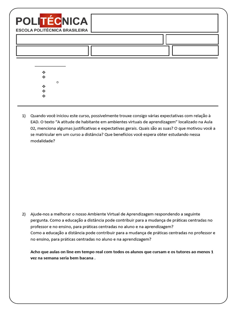 Atividade de Pesquisa EAD | PDF