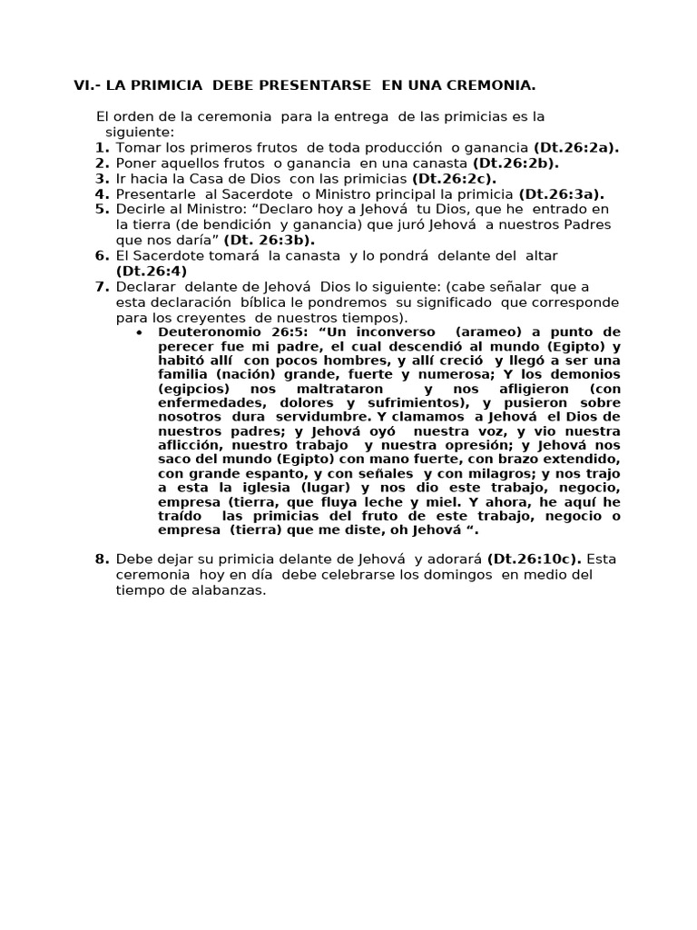 Ceremonia de Entrega de Primicias | PDF