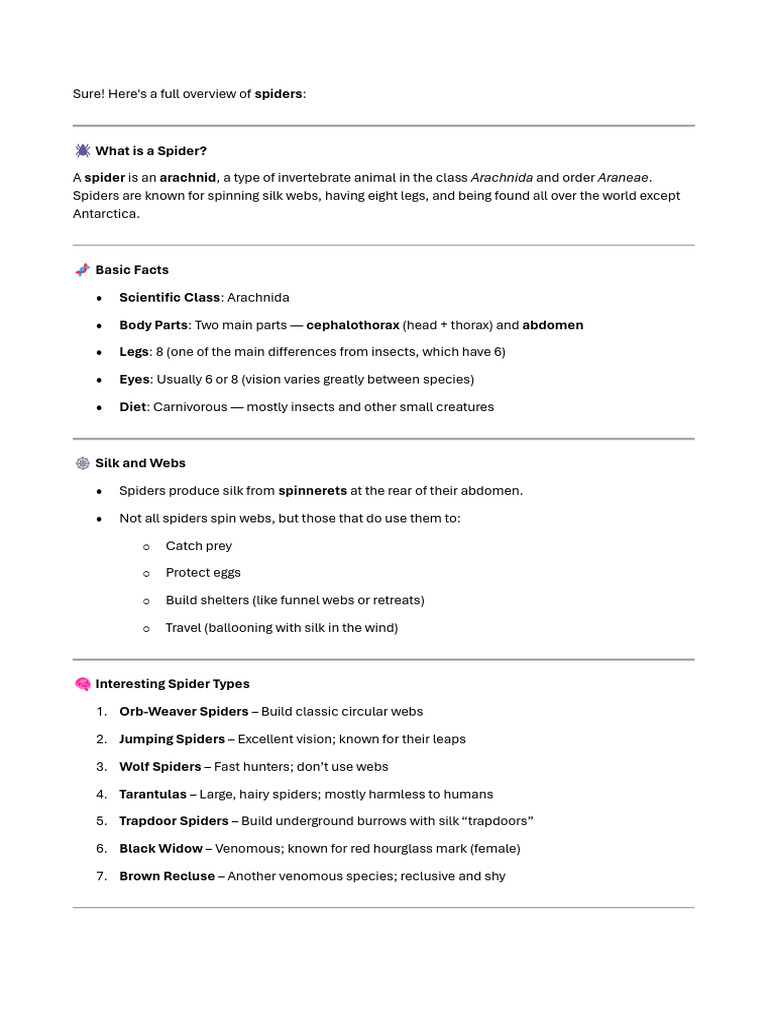 Spiders | PDF | Spider | Spider Web