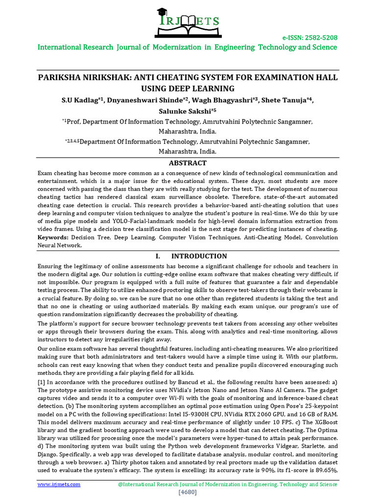Anti-Cheating System Using Deep Learning | PDF | Effect Size | Deep ...