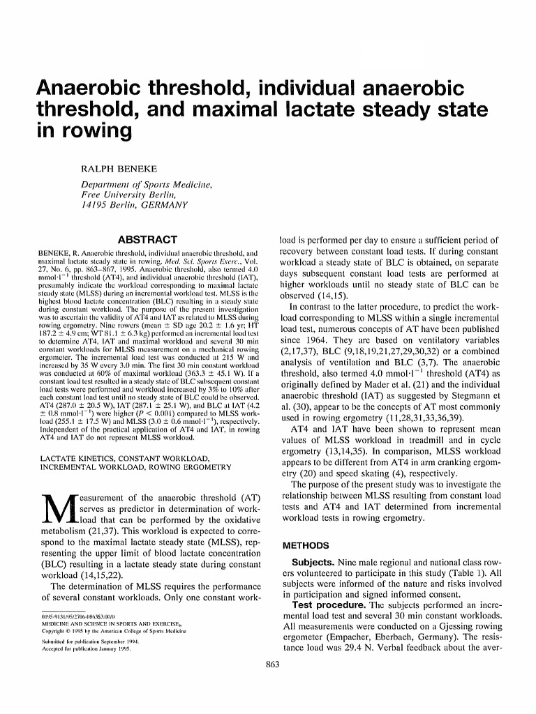 Anaerobic Threshold, Individual Anaerobic.10 | PDF