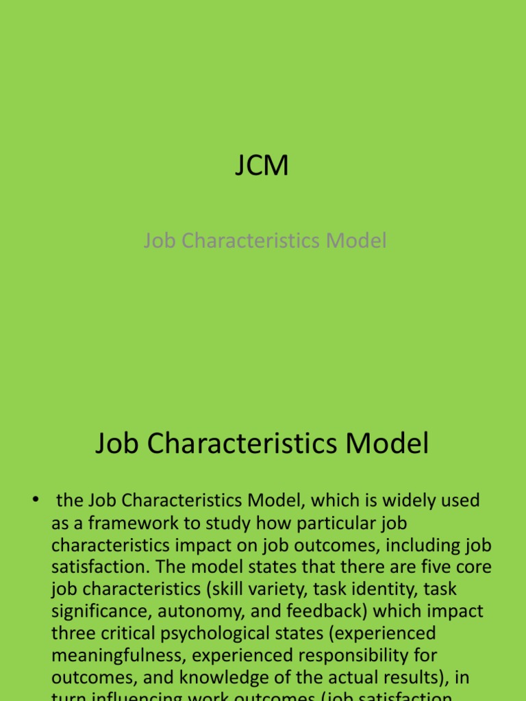 Job Characteristics Model | PDF | Job Satisfaction | Systems Psychology
