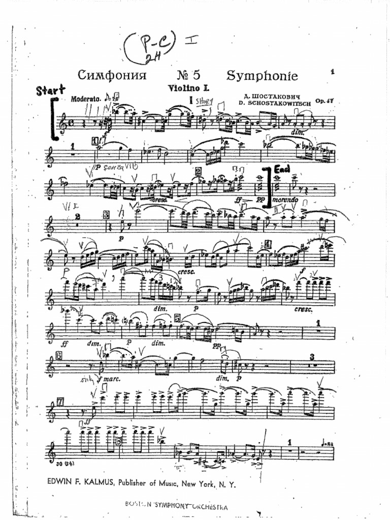 VIOLIN - Shostakovich - Symphony No. 5 - MMT 1 Excerpts | PDF