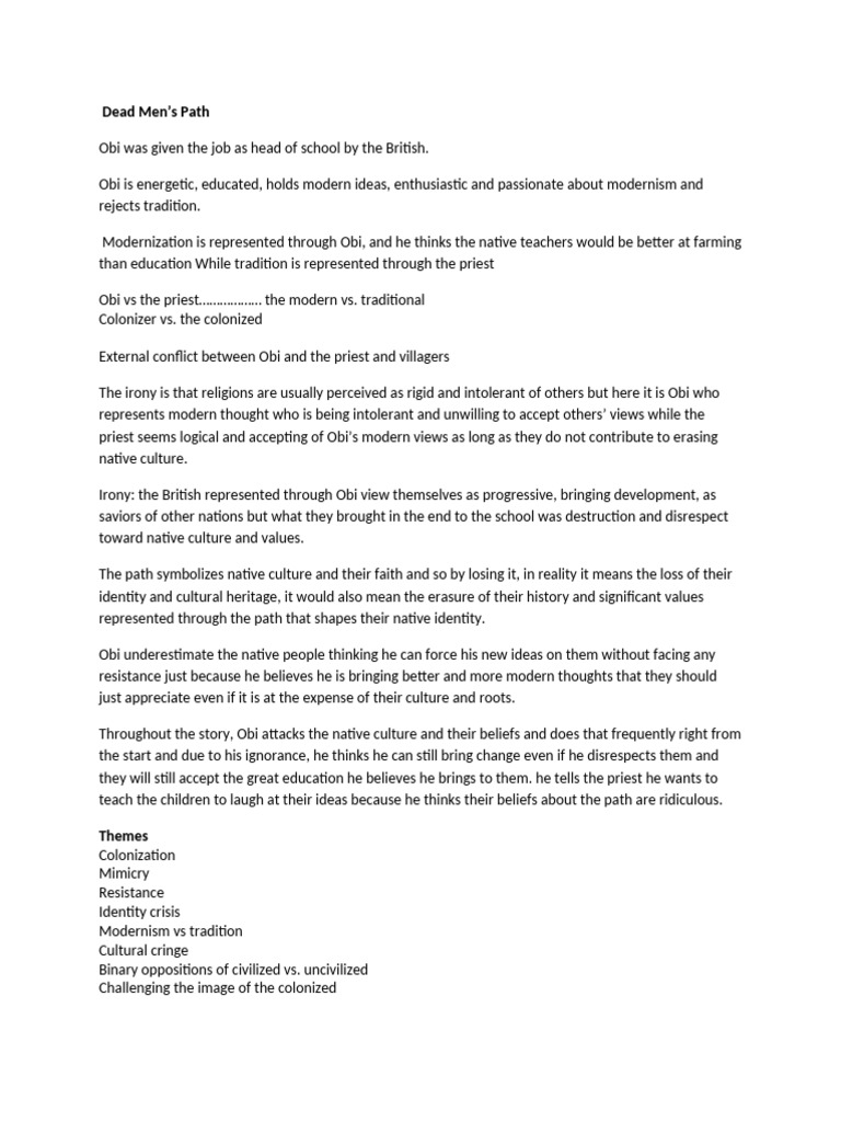 Dead Mens Path Notes | PDF