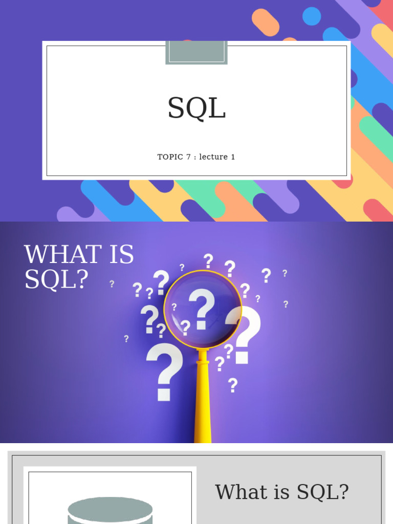 SQL Topic 7 Lecture 1 | PDF | Sql | Computing