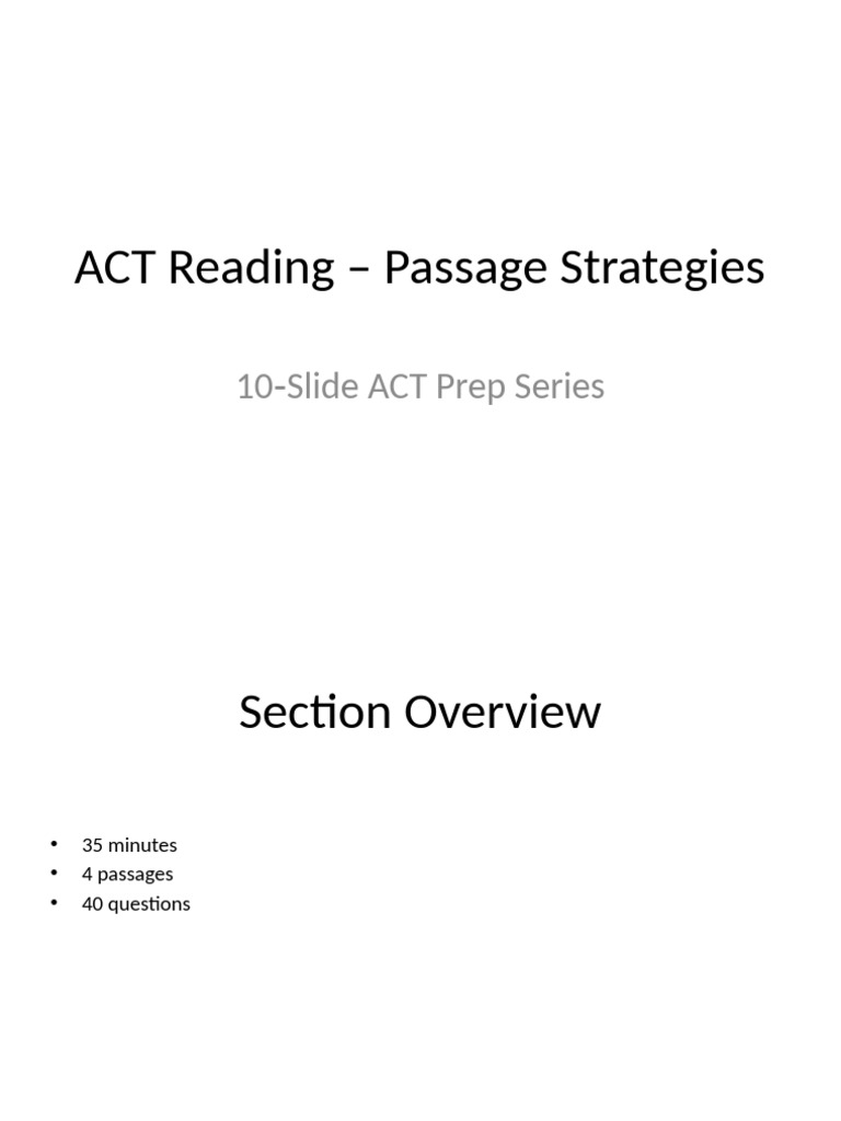 ACT Reading Passage Strategies Guide | PDF